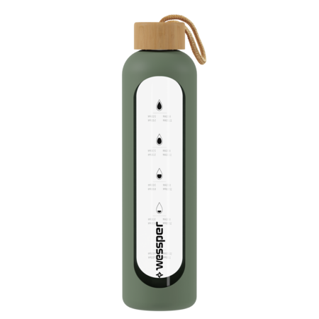 Sticla de apa sport, Wessper B1 Borosilicate, Ø7 x 23 cm, 500ML, verde ...