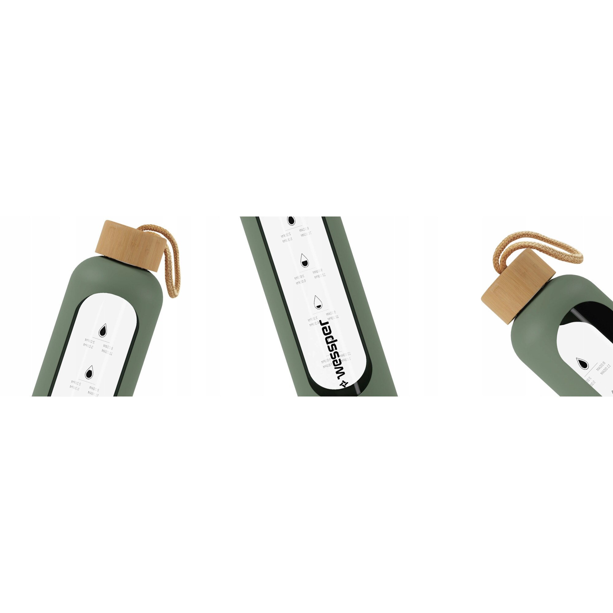 Sticla de apa sport, Wessper B1 Borosilicate, Ø7 x 23 cm, 500ML, verde ...