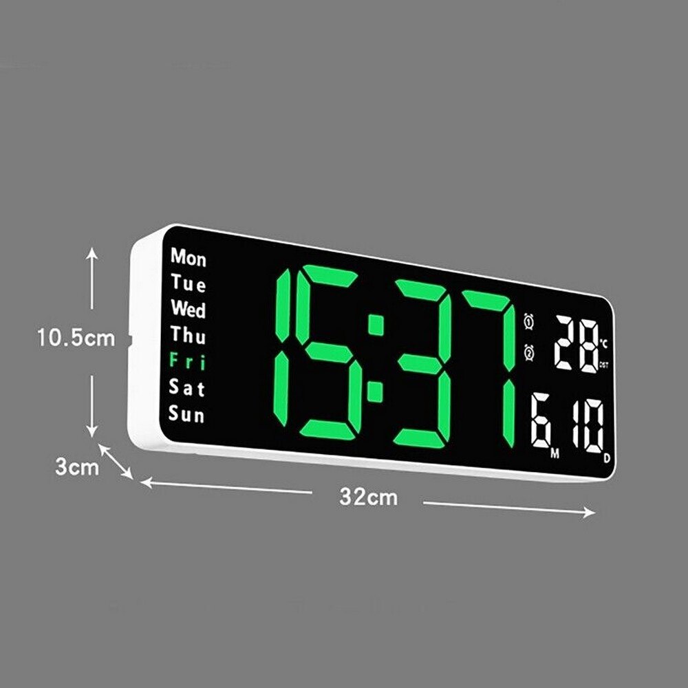 Ceas LED cu afisaj data-temperatura, telecomanda, alb-verde - eMAG.ro