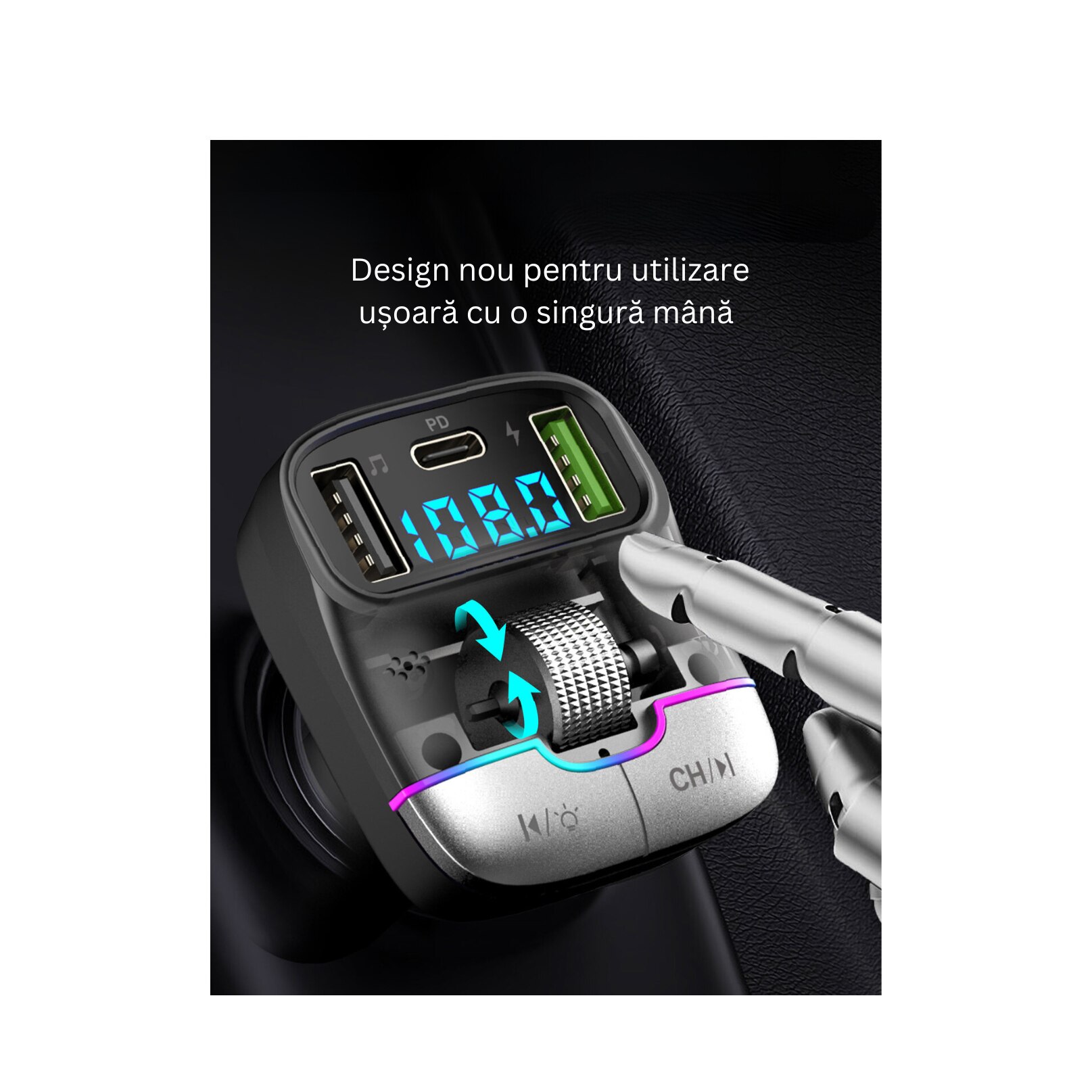 Modulator FM cu Bluetooth 5.3, model GZ01, Incarcare rapida, Functie ...