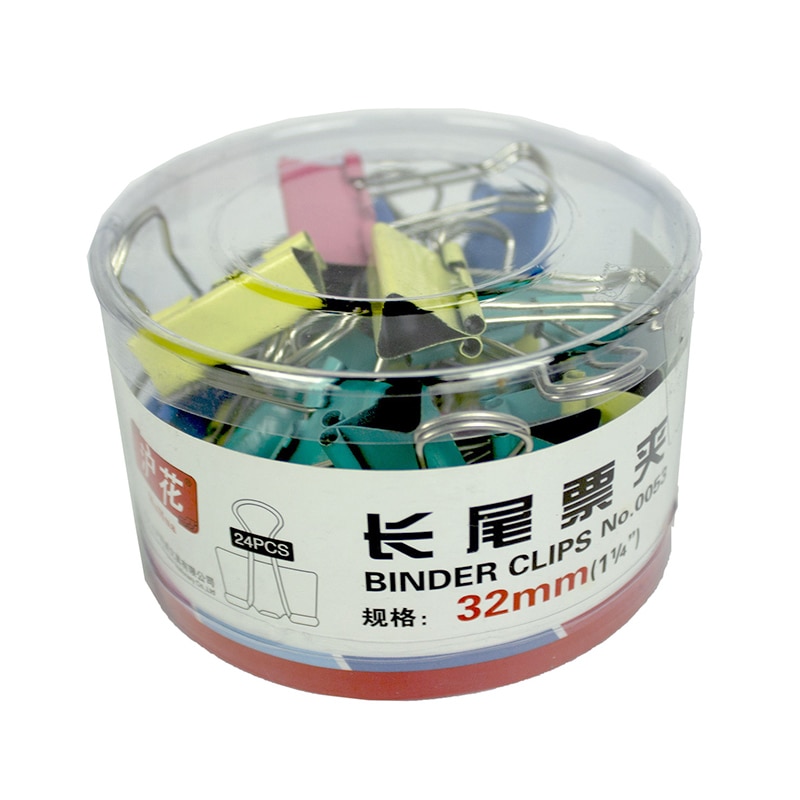 Clip metalic Binder Clips 32 mm color EvOffice 24buc/set - eMAG.ro