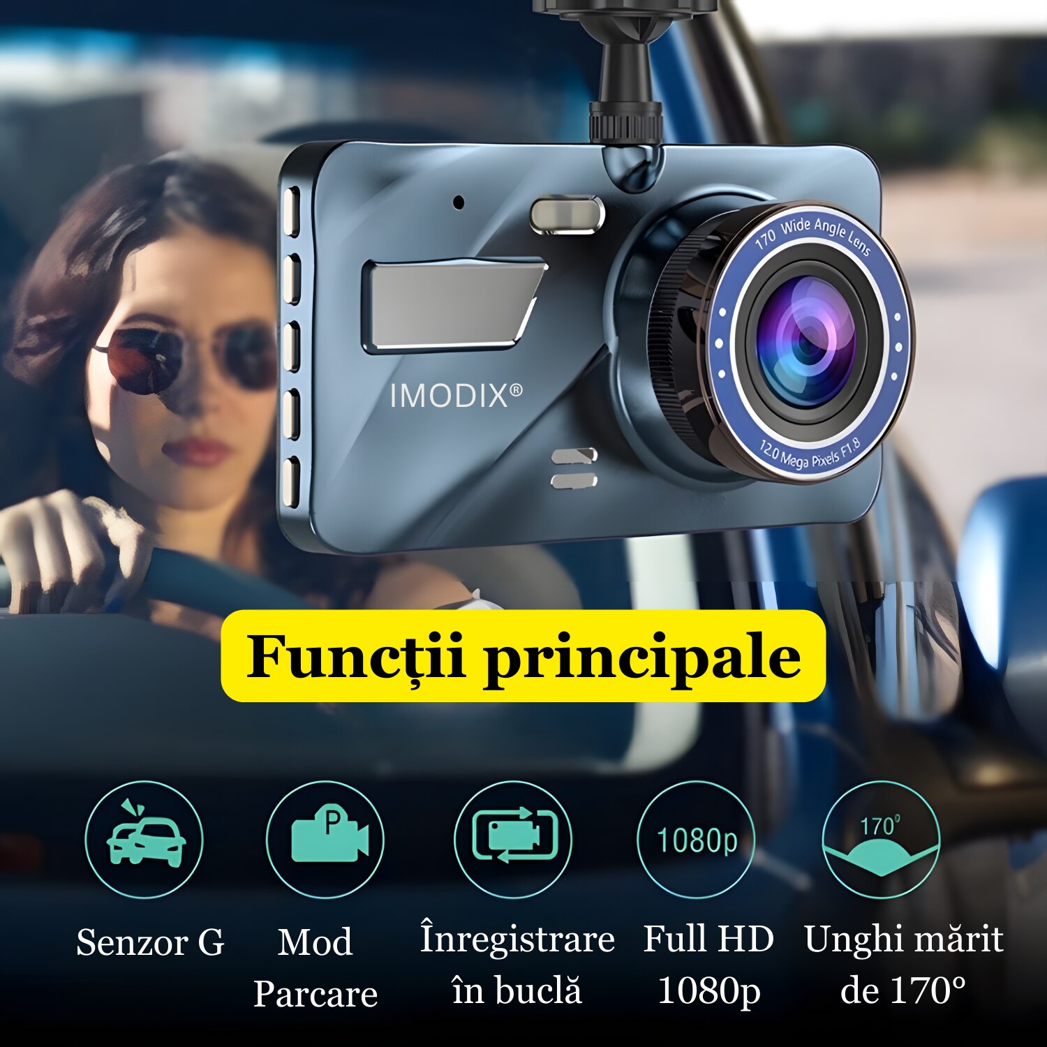 Camera Video De Bord Auto, IMODIX®, Camera Marsarier, FULL-HD 1080P ...