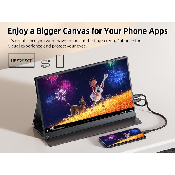 Monitor portabil, Uperfect, 15.6", HDMI, 1920*1080, Dual USB-C, 60HZ 16 ...