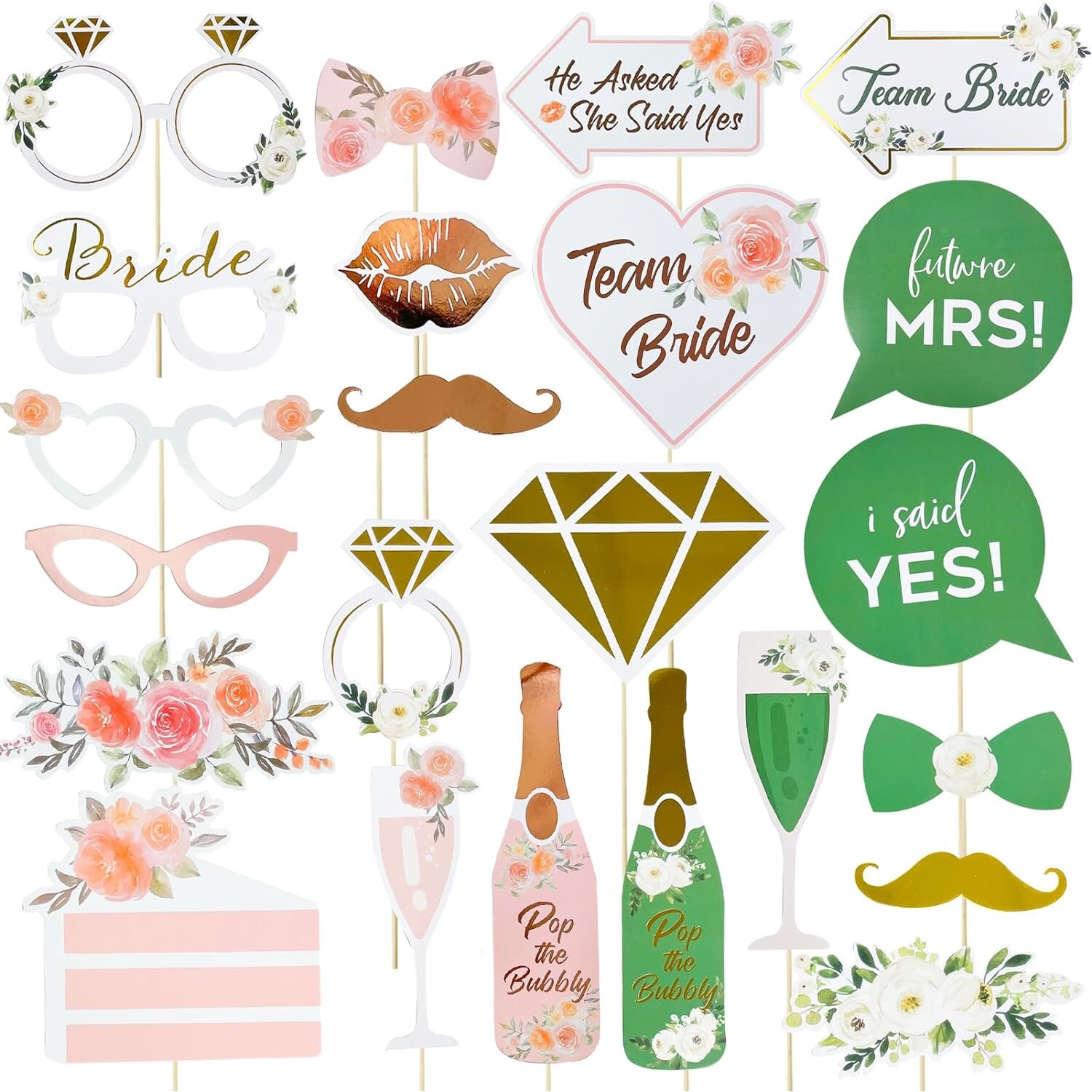 Set 23 accesorii pentru nunta, photo props - eMAG.ro