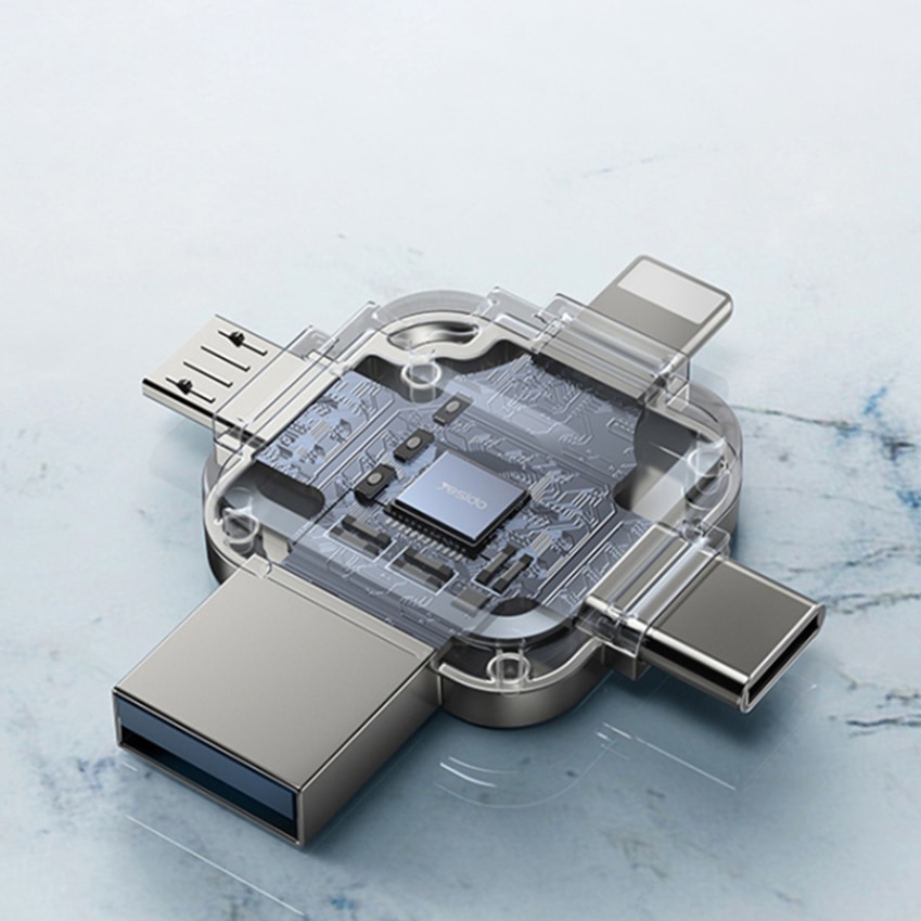 Stick USB 4 in 1, 256 GB, USB, Type-C, Micro-USB, Lightning, 5 Gbps ...