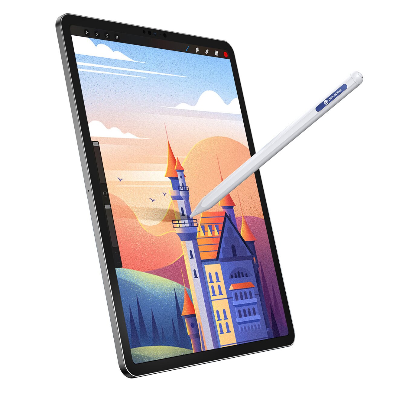 Stylus pen DuxDucis SP-03 compatibil cu Apple iPad, Palm Rejection, Alb ...