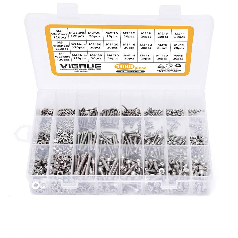 Set 1080 suruburi hexagonale, JENUOS®, Inox, M2/M3/M4, Cutie de ...