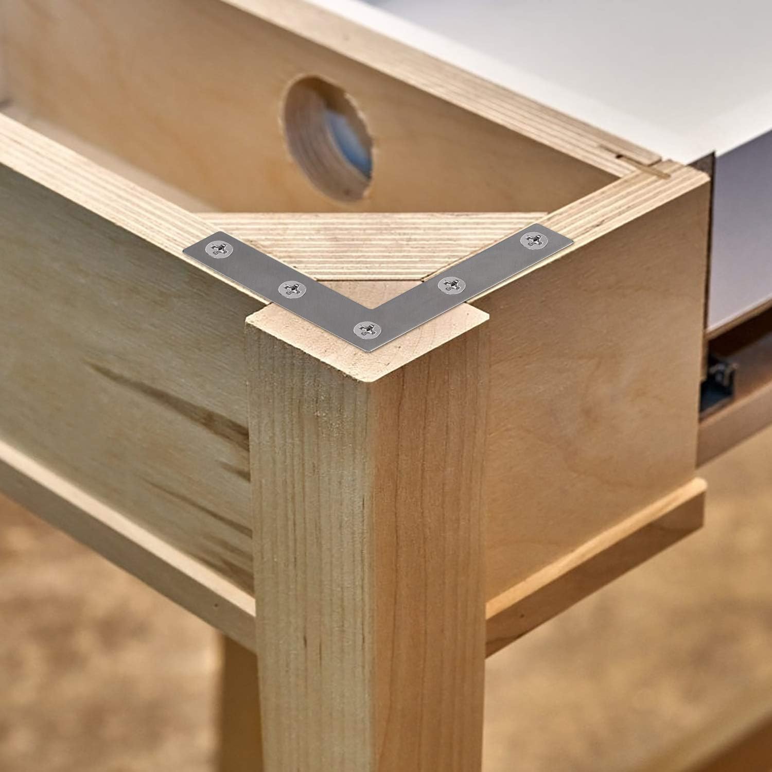 Set 20 simplu coltar perforat pentru lemn JENUOS®, 90 grade, zincat ...