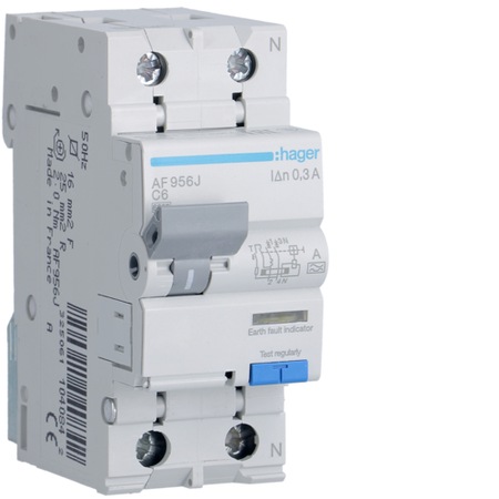 Intreruptor diferential RCBO, 1P+N, 6A, 300mA, 4.5kA, curba C, tip AC ...