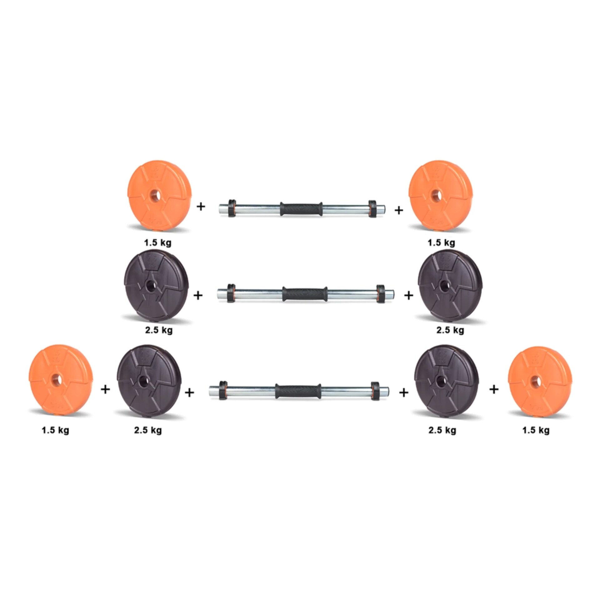 Set gantere reglabile de 16 KG cu 2 bare de 45 cm lungime si cleme ...