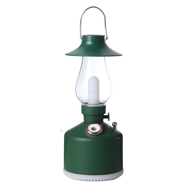 Mini umidificator, forma felinar vintage, cu capac, lampa LED, verde ...