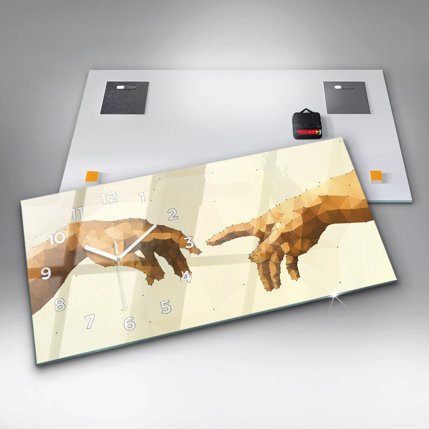 Ceas de perete, Wallfluent, de sticla, Mainile albe, Cifre Arabe ...
