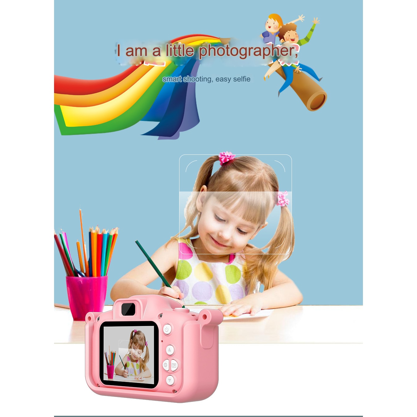 Mini camera digitala de desene animate, SIHOiSi, Roz - eMAG.ro