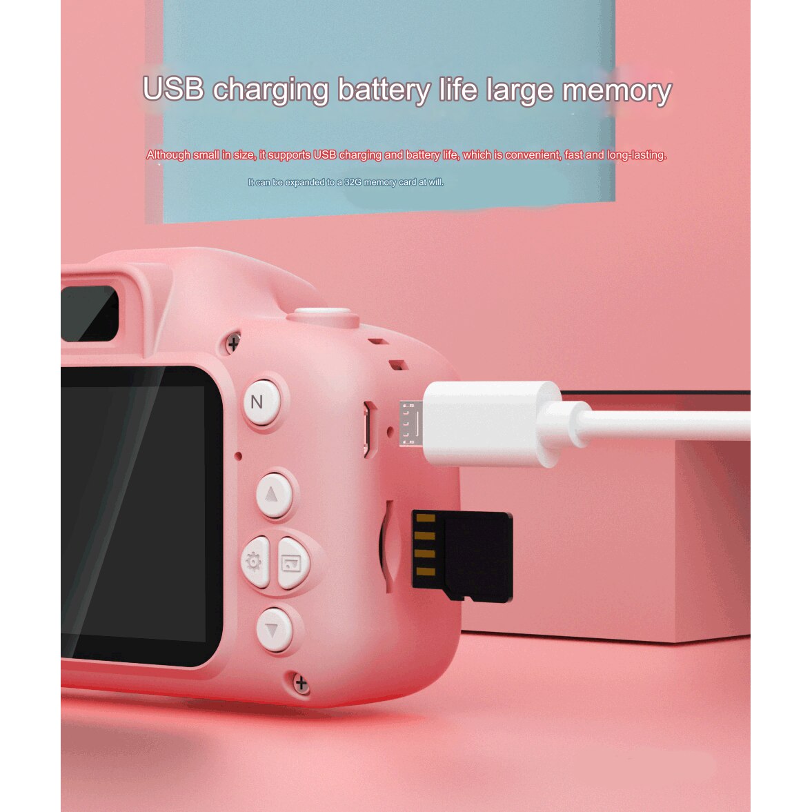 Mini camera digitala de desene animate, SIHOiSi, Roz - eMAG.ro