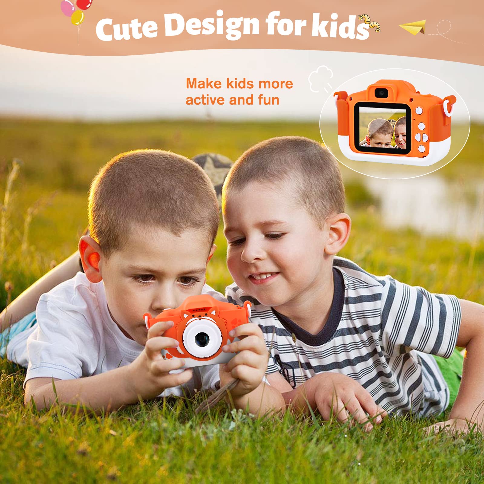 Mini camera digitala de desene animate, SIHOiSi, Portocaliu - eMAG.ro