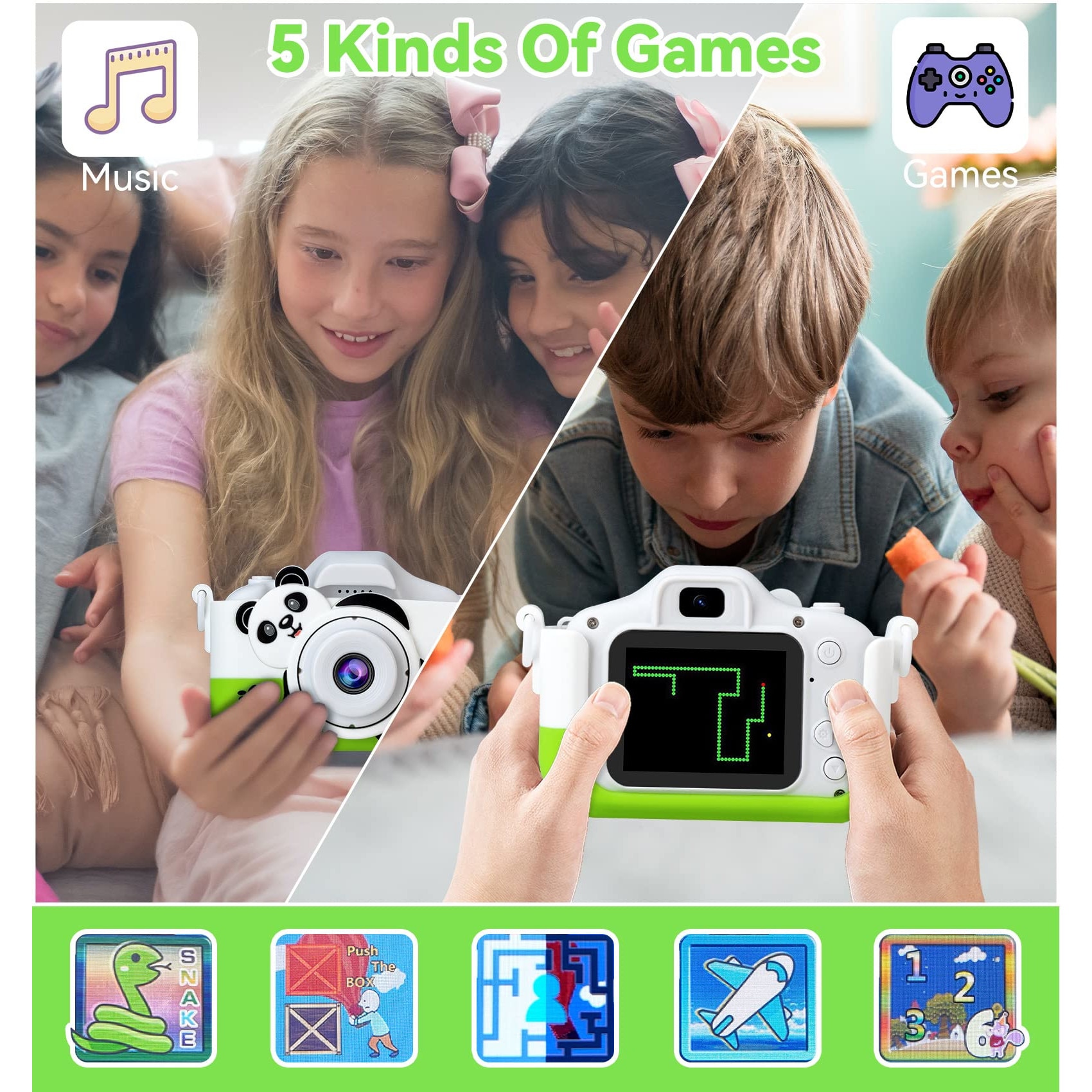 Camera digitala de desene animate, SIHOiSi, Silicon, Verde - eMAG.ro