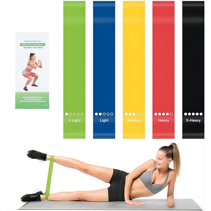 Set 5 benzi elastice, PRESOMA, Latex, Multicolor - eMAG.ro