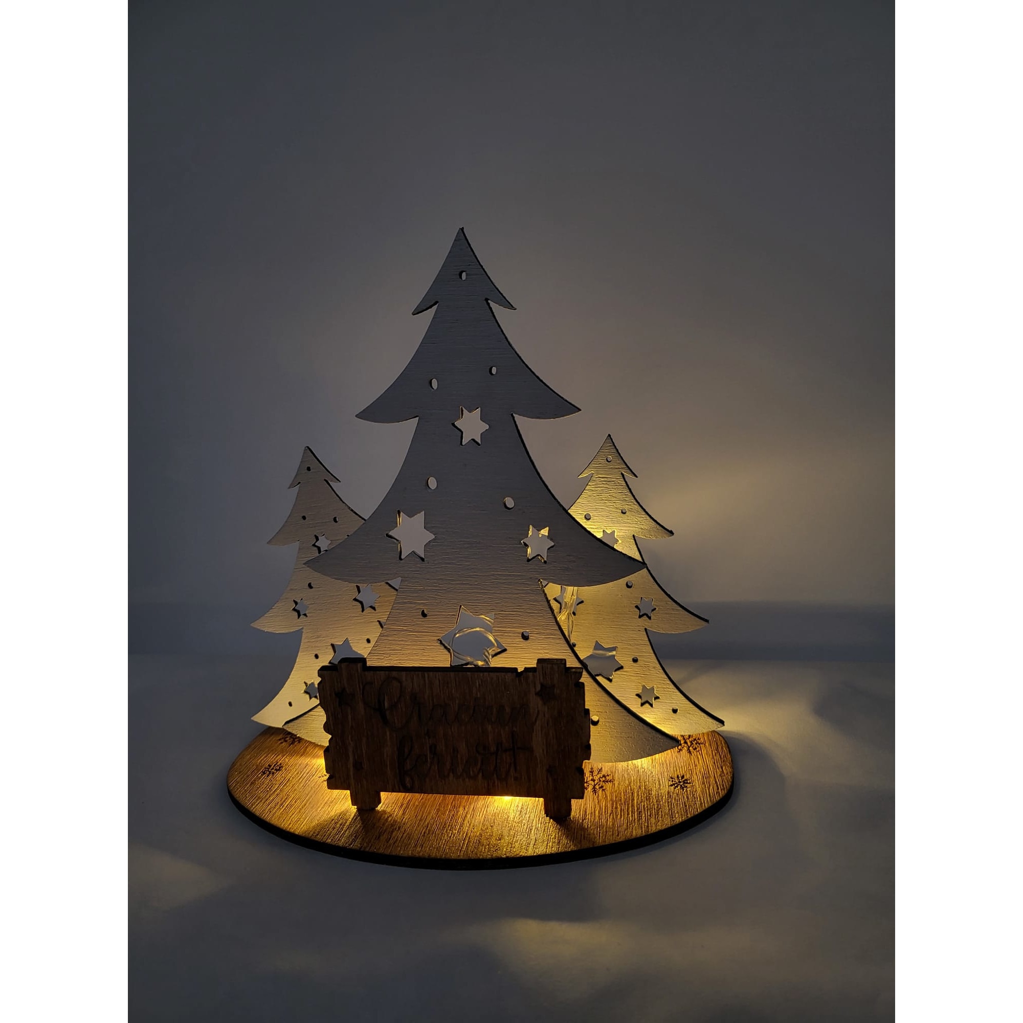 Obiect Decorativ de Craciun din Lemn - Brazi Gri - eMAG.ro