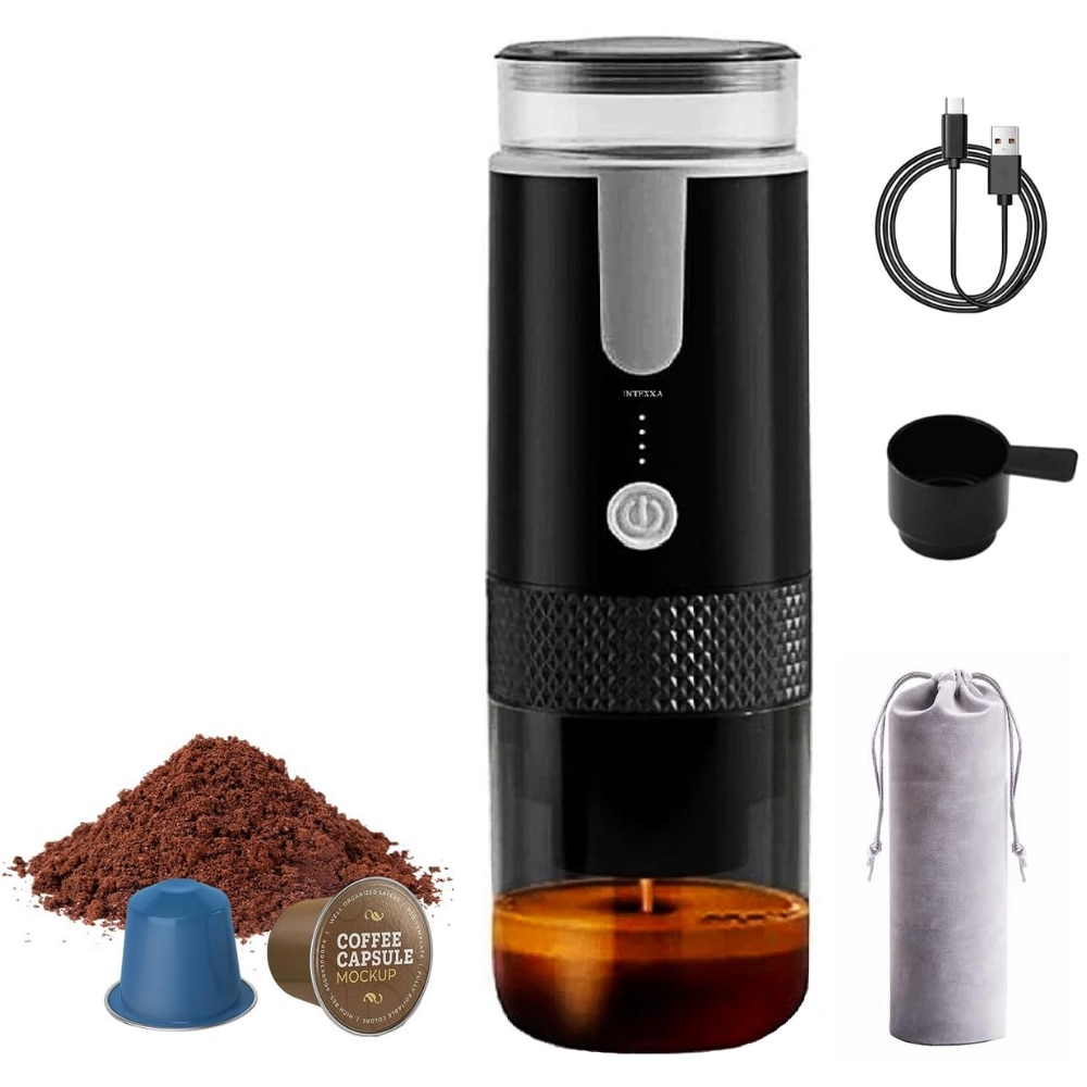 Espressor Portabil INTEXXA®, cu Acumulator, Automat, pentru Cafea Ceai ...