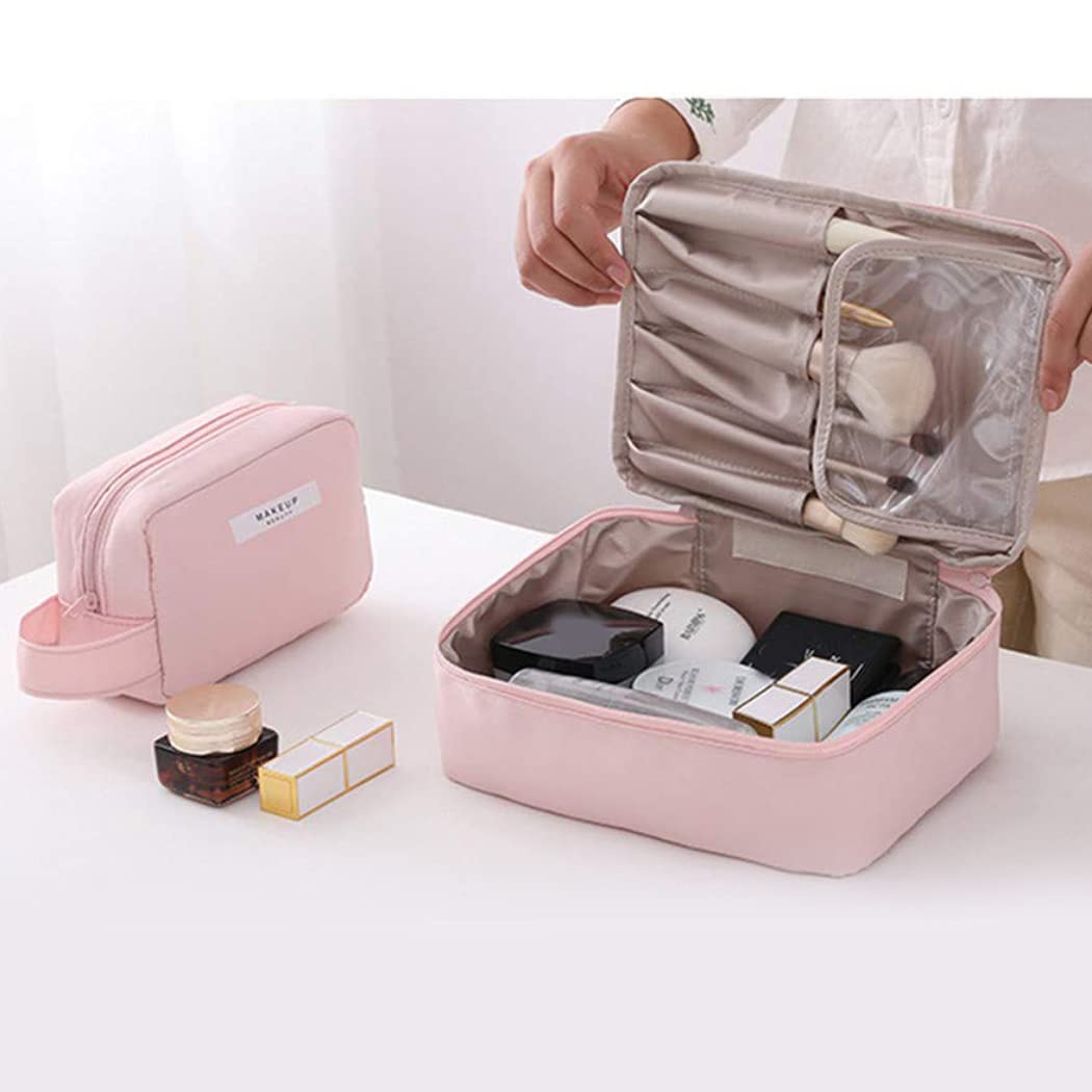 Set voiaj, Geanta Cosmetice si Portfard, Impermeabil, Roz - eMAG.ro