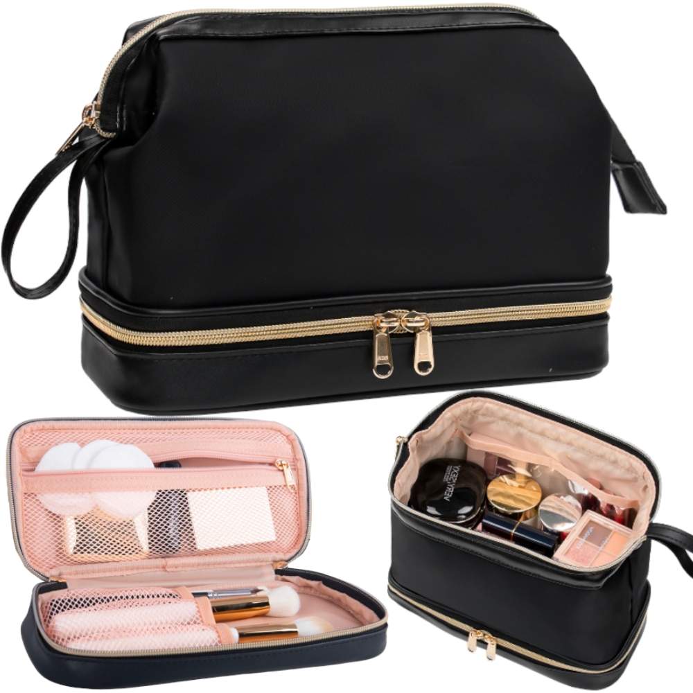 Geanta pentru cosmetice, cu compartimente, de calatorie, Negru - eMAG.ro