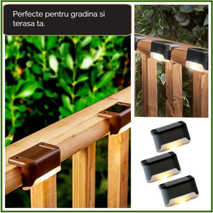 Соларна лампа 4 бр със сензор за светлина за ограда стъпала