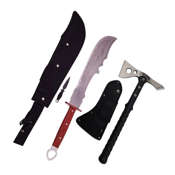 Set Topor 38 cm si Sabie de vanatoare 75 cm, IdeallStore®, Cutit de ...