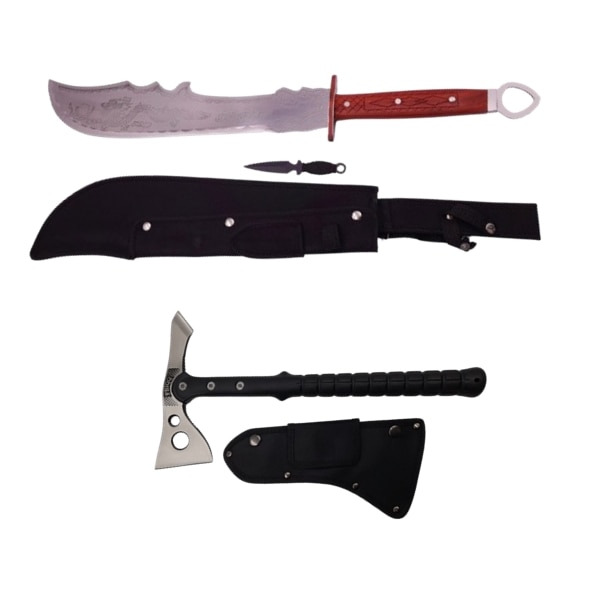 Set Topor 38 cm si Sabie de vanatoare 75 cm, IdeallStore®, Cutit de ...