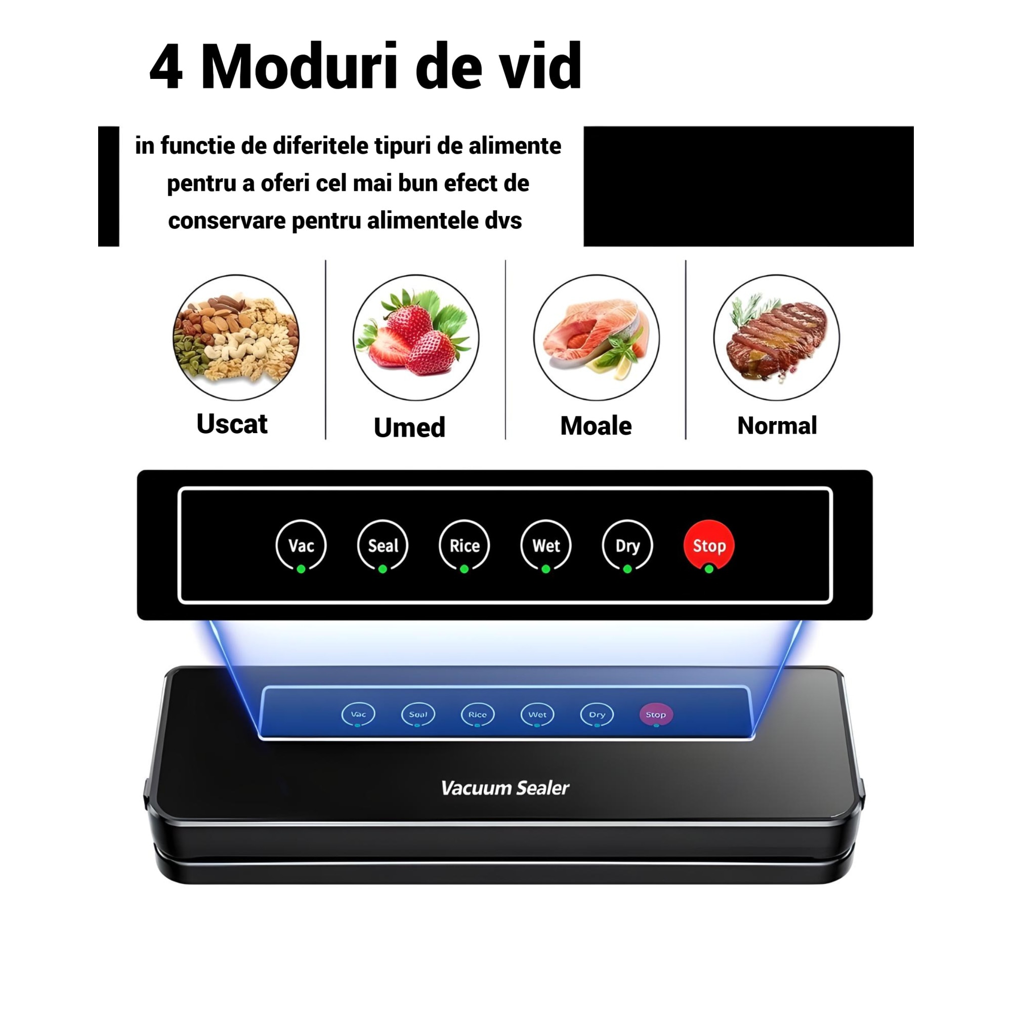 Aparat Profesional de vidat si sigilat alimente, Touch Control 5 ...