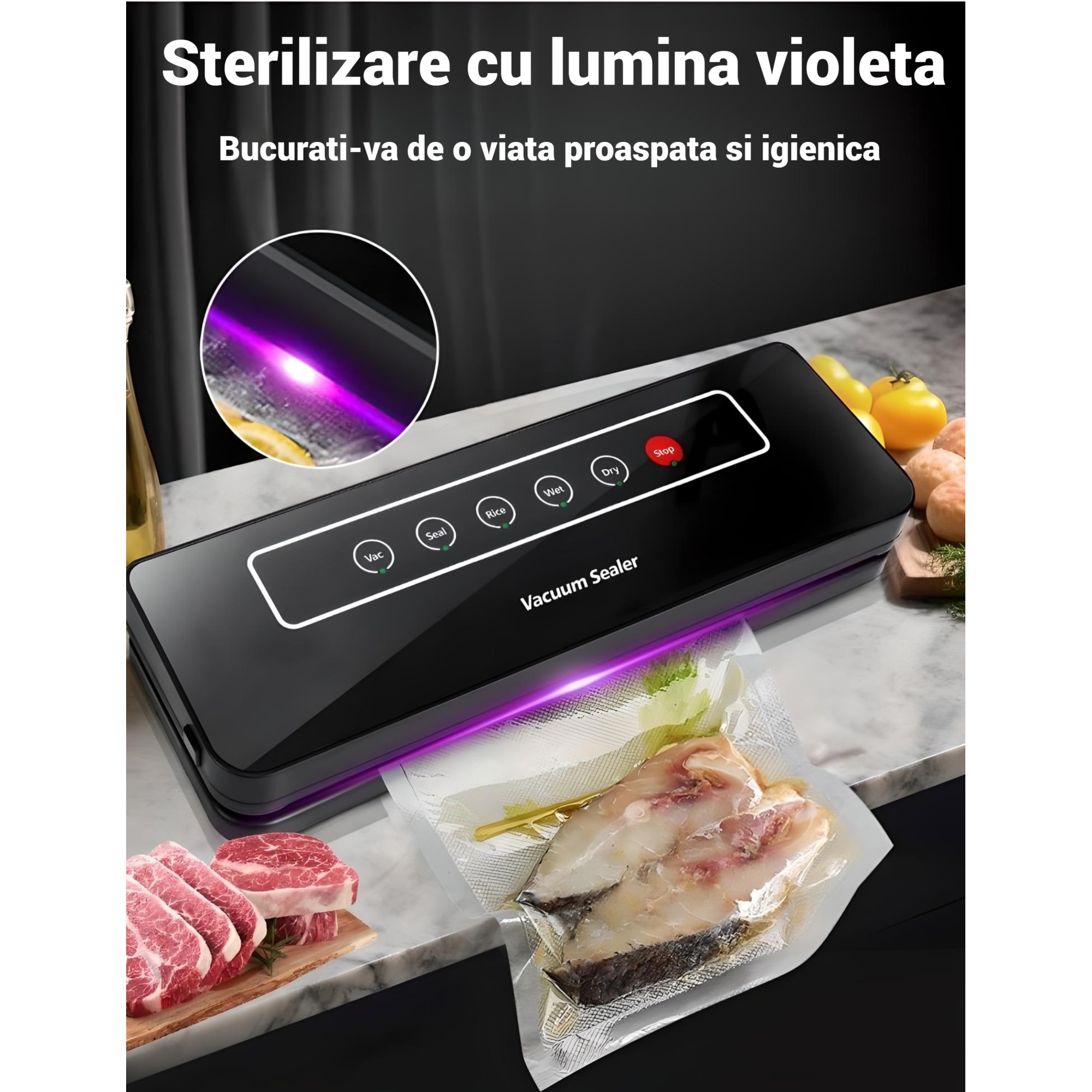 Aparat Profesional de vidat si sigilat alimente, Touch Control 5 ...