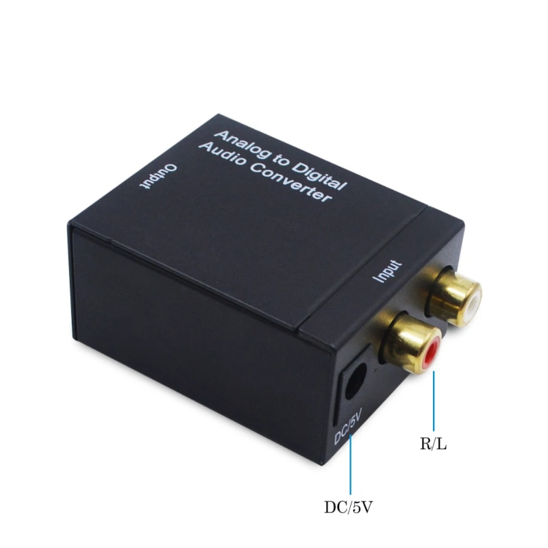 Convertor audio eRDX®, Analog la Digital, 2 RCA intrare, Toslink/Coaxial iesire, alimentare DC ...