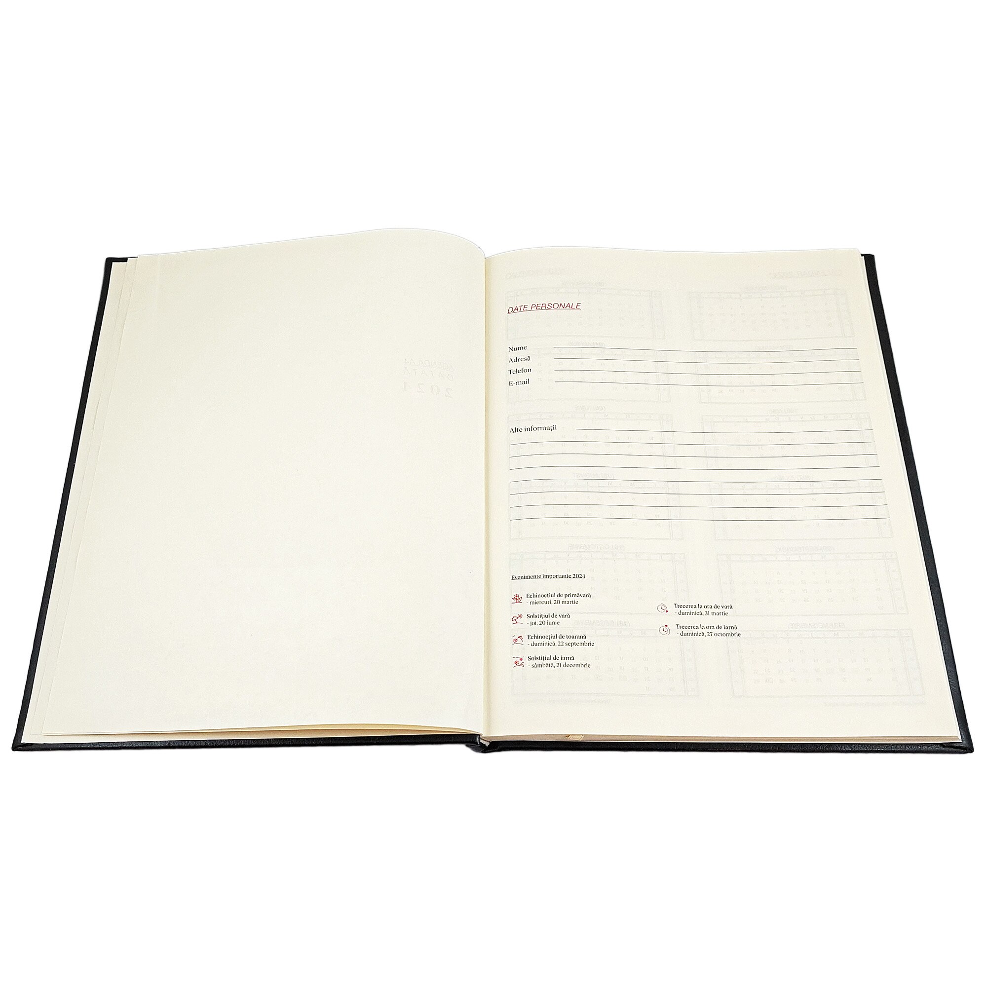 Agenda datata 2024 pentru programari, format A4, 21 x 27 cm, cu 152 ...