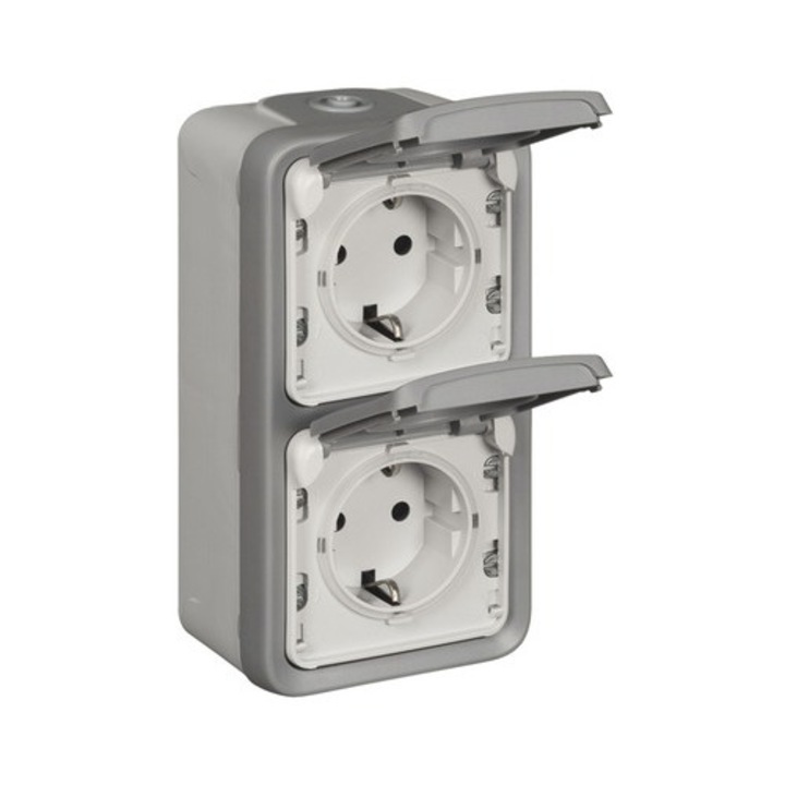 Legrand Plexo Ip44 szürke, dupla földelő aljzat, függőlegesen ...
