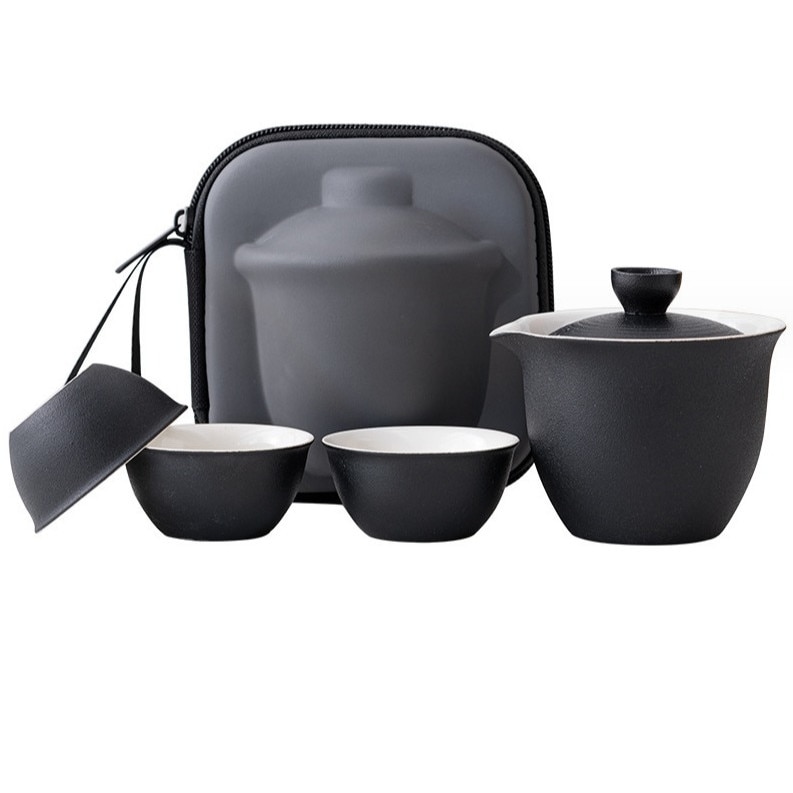 Set 4 piese pentru ceai chinezesc/japonez, Gaiwan + 3 cescute, pretabil ...
