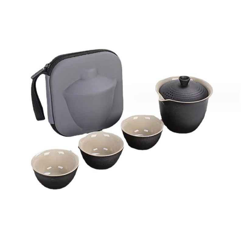 Set 4 piese pentru ceai chinezesc/japonez, Gaiwan + 3 cescute, pretabil ...