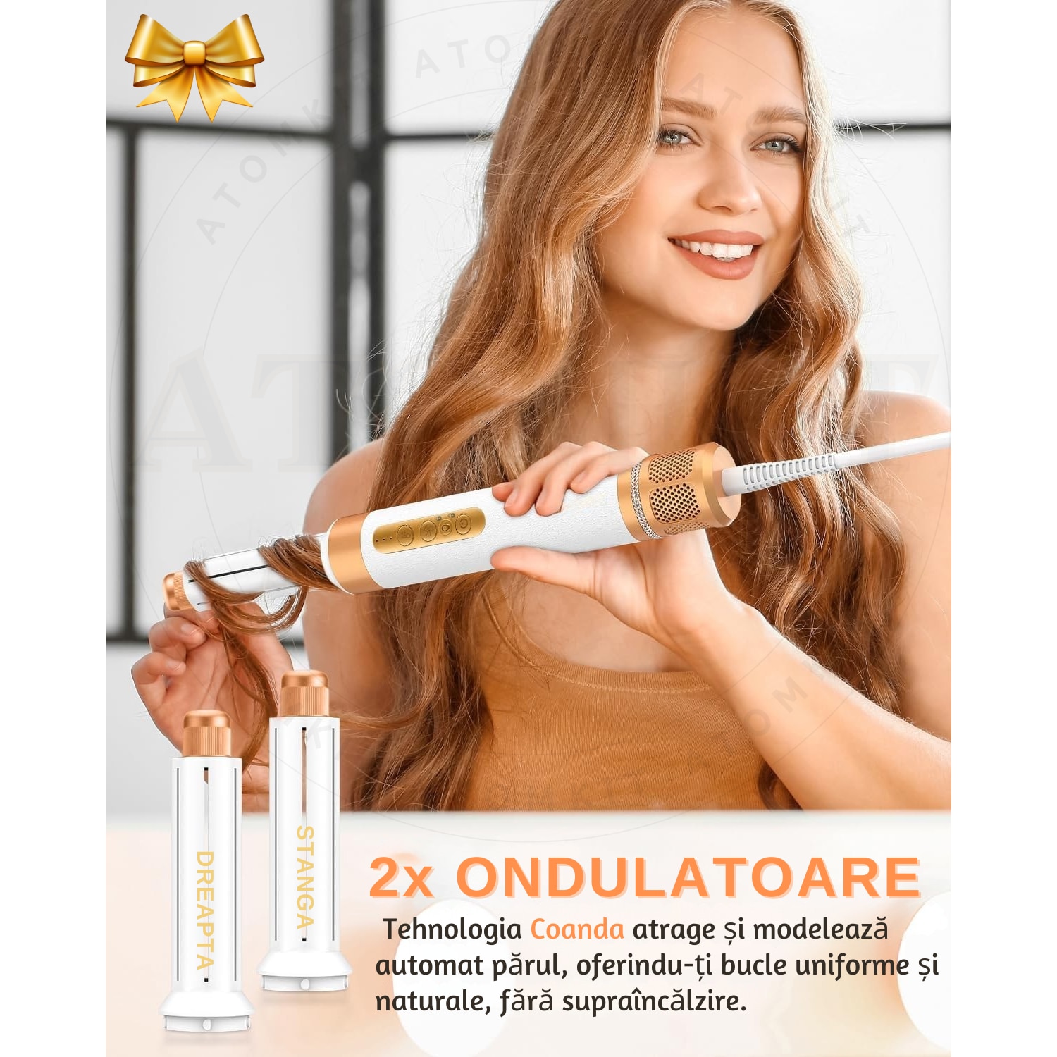 Сешоар ATOMKIT, Модел WT-626 със 7 аксесоара, 110 000 оборота в минута, Йонизация на студен ...