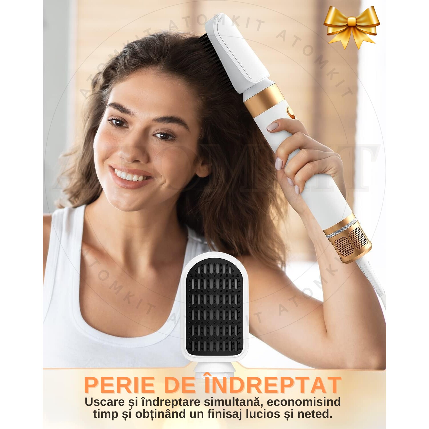 Сешоар ATOMKIT, Модел WT-626 със 7 аксесоара, 110 000 оборота в минута, Йонизация на студен ...