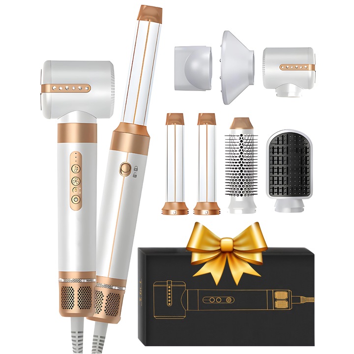 Сешоар ATOMKIT, Модел WT-626 със 7 аксесоара, 110 000 оборота в минута, Йонизация на студен ...