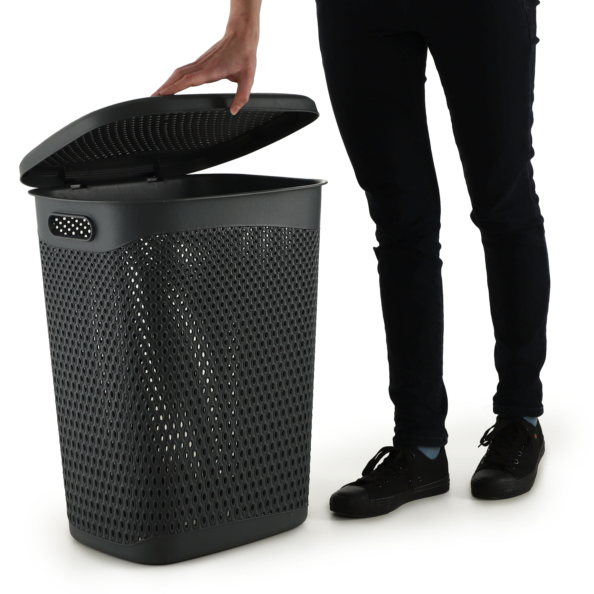 Cos de rufe cu capac, KADAX, Plastic, 55L, Negru - eMAG.ro