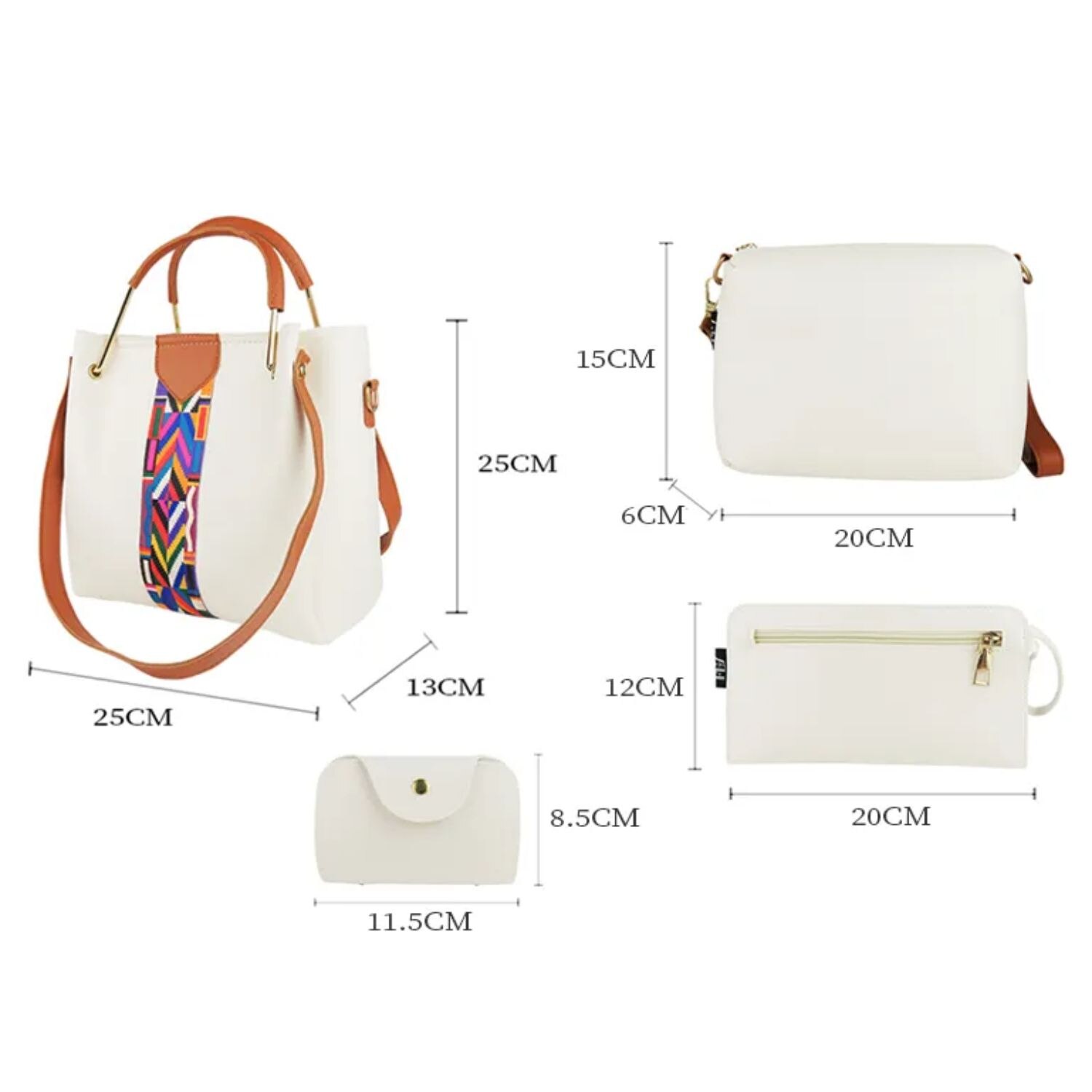 Set genti dama, JRusu, Cardinal, Piele, Geanta umar/Crossbody/Portcard ...