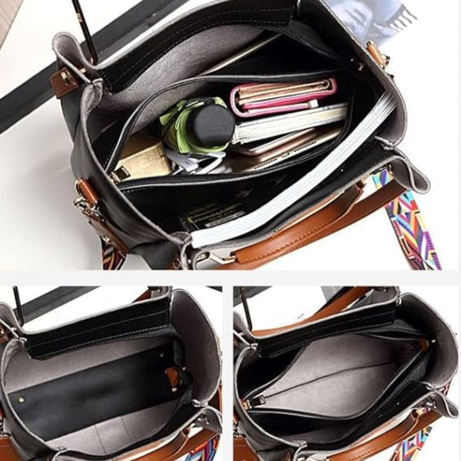 Set genti dama, JRusu, Cardinal, Piele ecologica, Geanta umar/Crossbody ...
