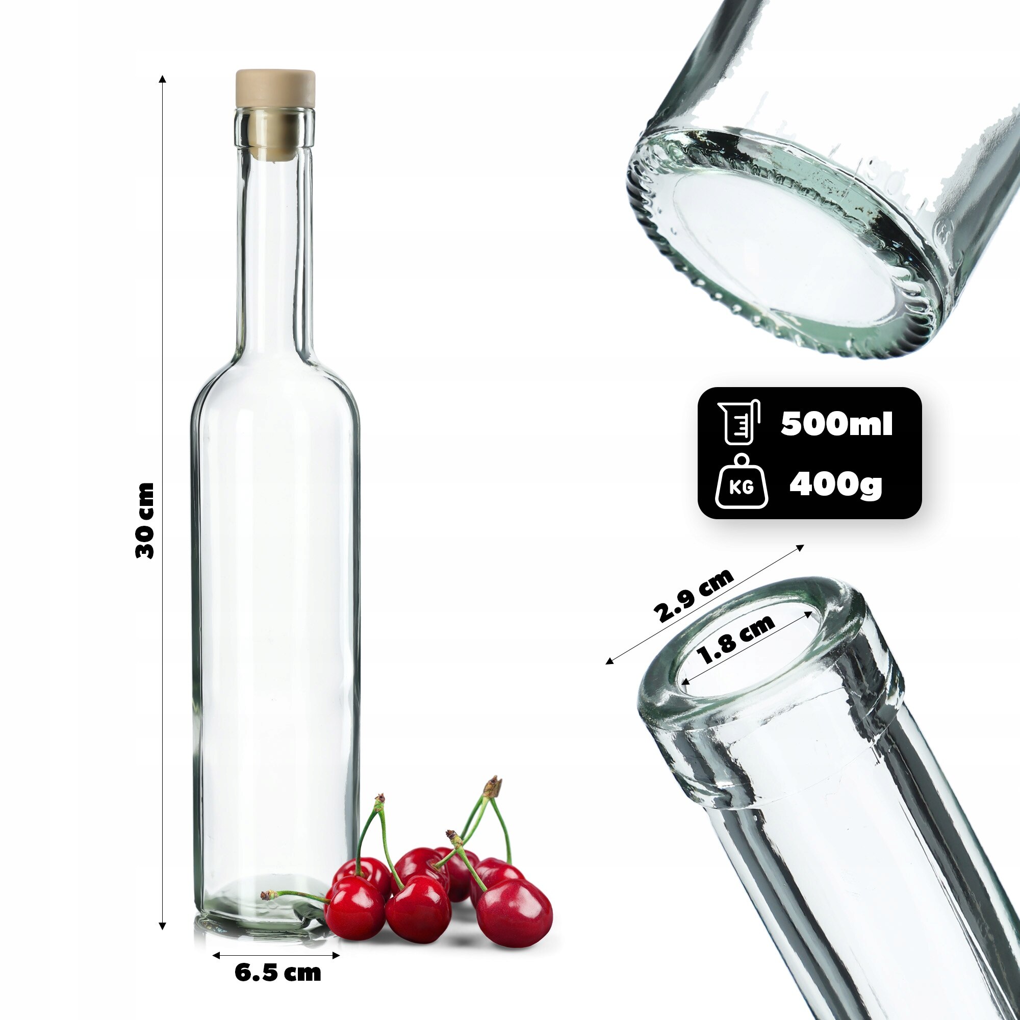 Set 8 Sticle cu capac, KADAX, Transparent, 500ml - eMAG.ro