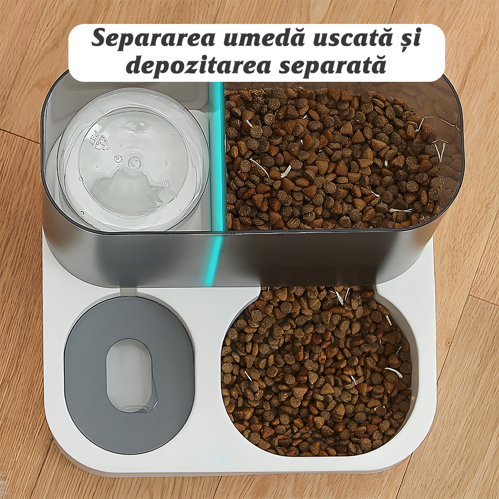 Set automat de apa de baut si hrana 2 in 1, Arvnka, ABS, 3.8 l, Alb ...