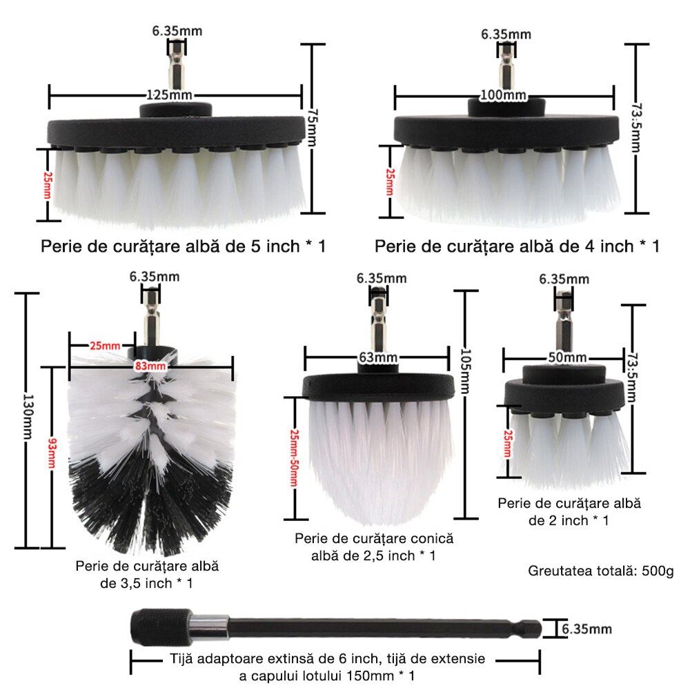Set de 6 perii umede rotative pentru curatare, Arvnka, Alb/Negru - eMAG.ro
