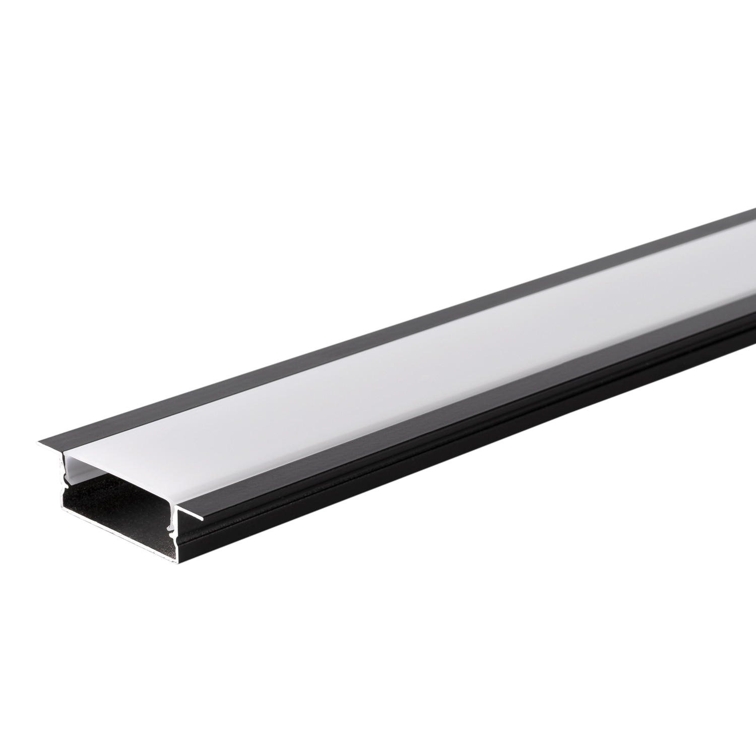Profil de aluminiu pentru Banda LED L=2m 41*10mm negru cu dispersor alb ...