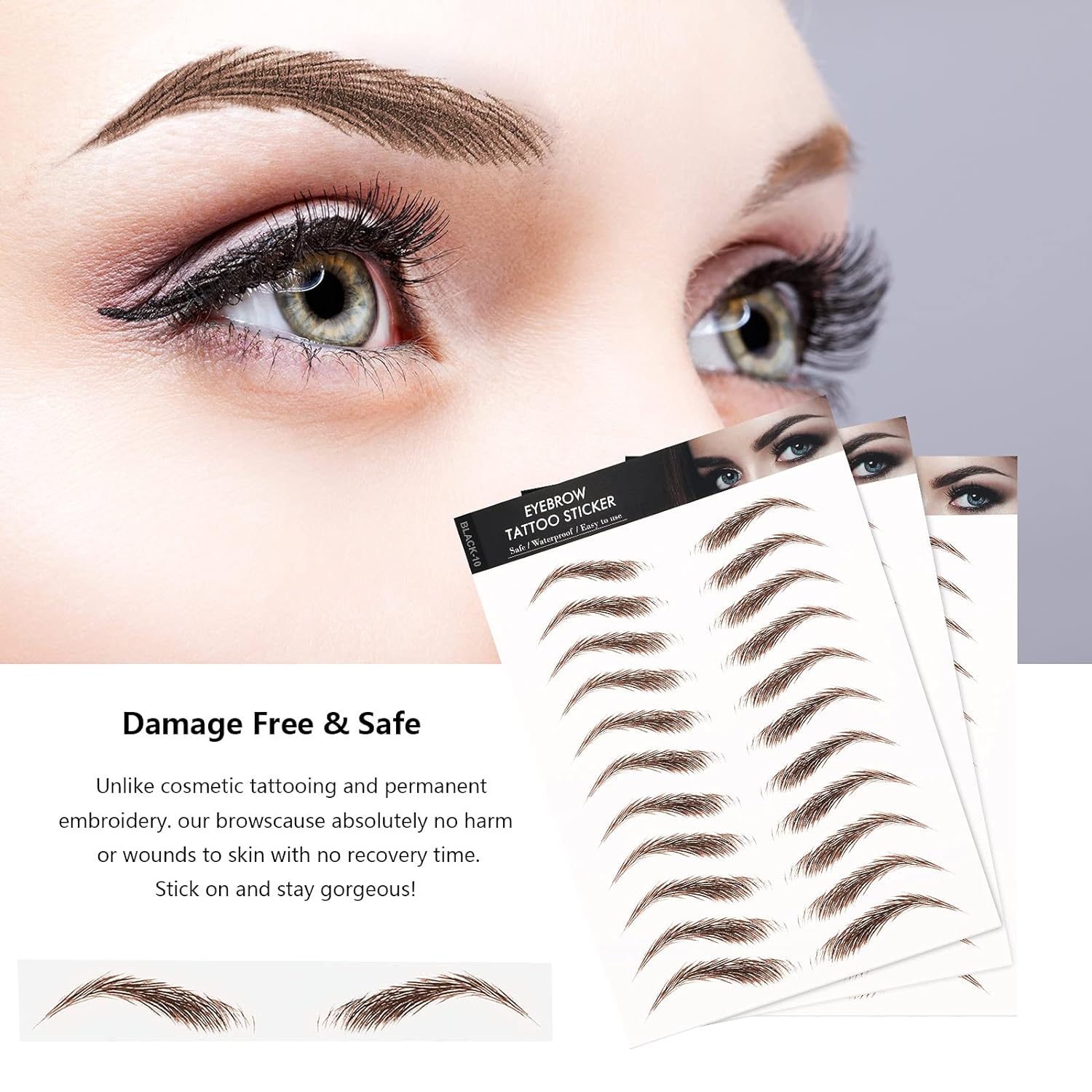 Set 10 stickere 4d tatuaj pentru sprancene efect de microblading ...