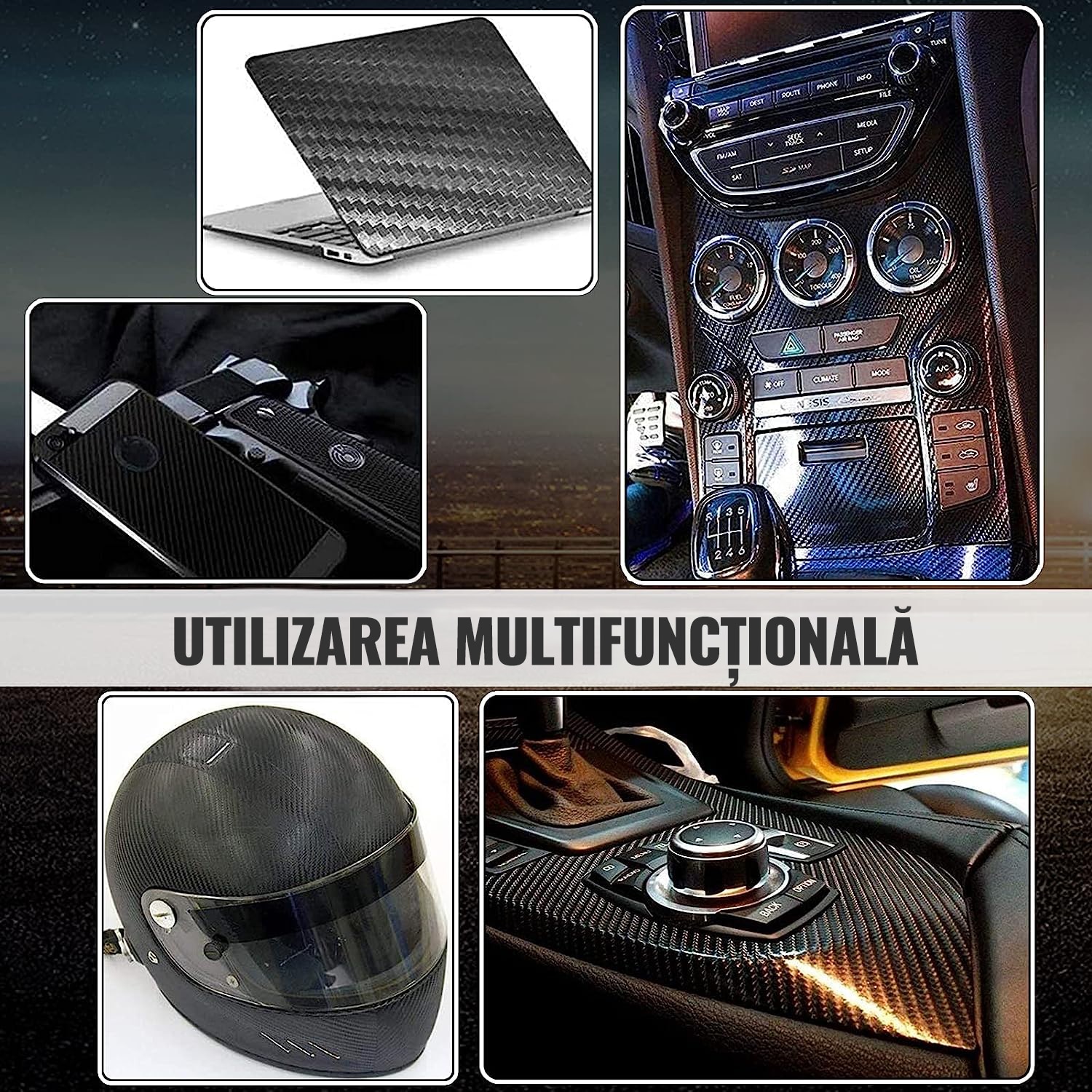 Autocolant masina, Xinxu, Fibra de carbon, Pentru Prag, Usa, Bord ...