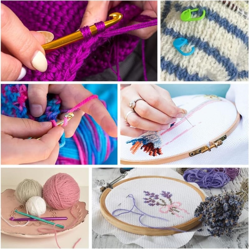 Set 30 accesorii crosetare, JESWO, 2-10 mm, Aluminiu, Multicolor - eMAG.ro