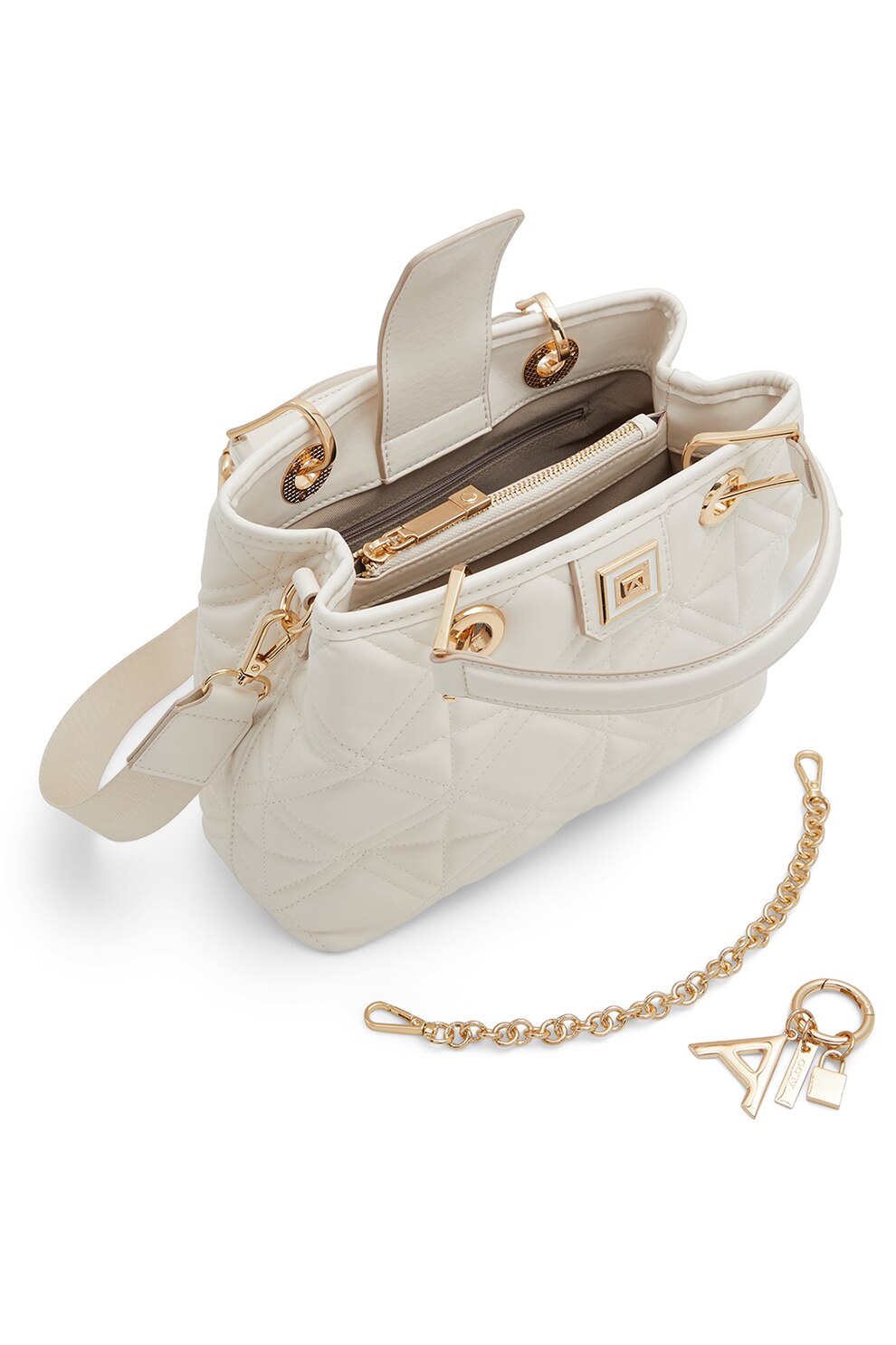 Aldo, Geanta crossbody de piele ecologica Tafarn, Alb - eMAG.ro