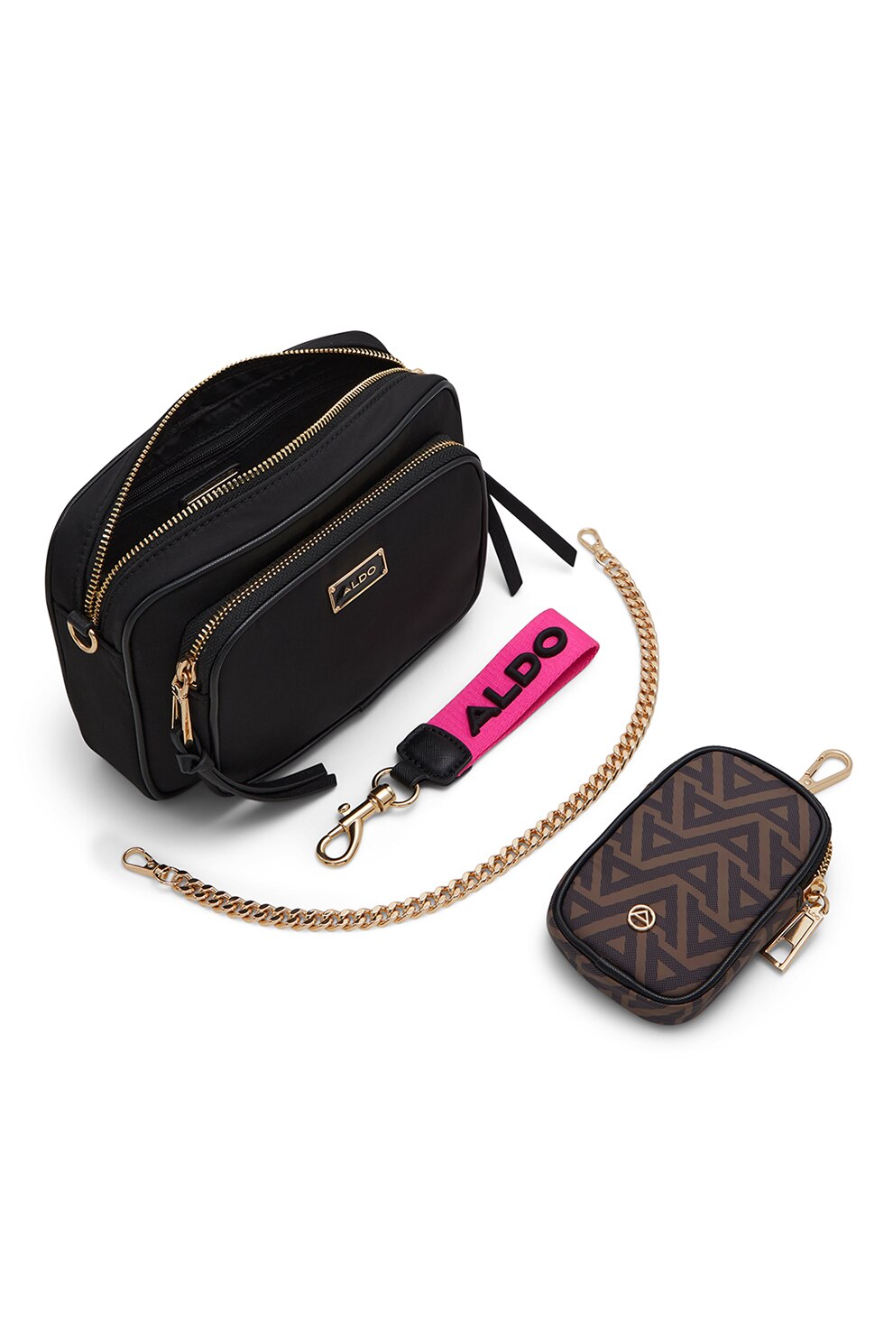 Aldo, Geanta crossbody cu etui cu fermoar Tirado, Negru - eMAG.ro